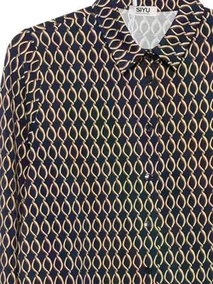 SIYU Geometric-print Button-up Shirt