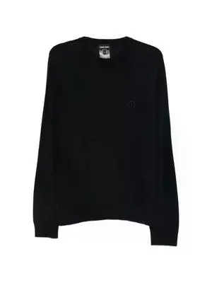 Giorgio Armani Virgin Wool Embroidered Logo Sweater