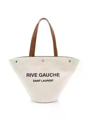 Saint Laurent Rive Gauche Trapezoid Tote Bag - Brown