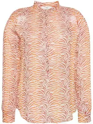 FORTE_FORTE Zebra-print Cotton-blend Blouse - Orange