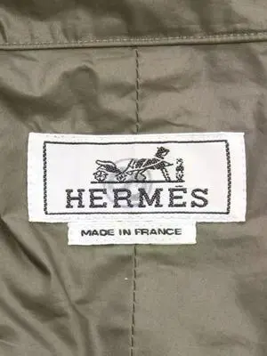 Hermès Sellier Button Long-sleeve Cotton Pullover Shirt - Green
