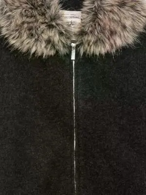 SEMICOUTURE Faux-fur Collar Zip-up Cardigan