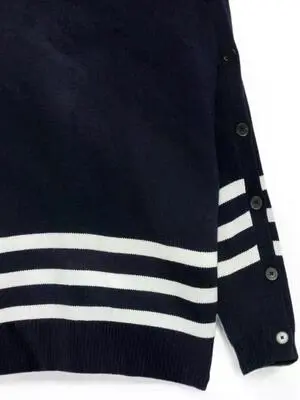 SEMICOUTURE Striped Crew Neck Sweater With Button Details