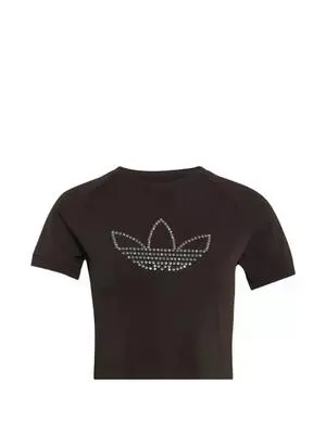 Adidas Trefoil-logo Rhinestone-embellished T-shirt - Brown