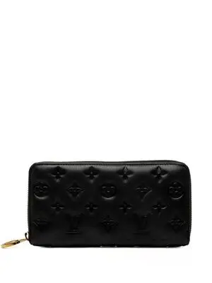 LOUIS VUITTON 2021-2026 Monogram Embossed Lambskin Coussin Zippy Wallet Long Wallets - Black