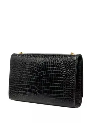 Saint Laurent Medium Croc Embossed Patent Monogram Kate Tassel Crossbody Bag