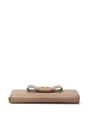 Prada 2013-2026 Saffiano Fiocco Bow Wallet Long Wallets - Brown