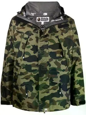 A BATHING APE Camouflage-print Zip-up Jacket - Green