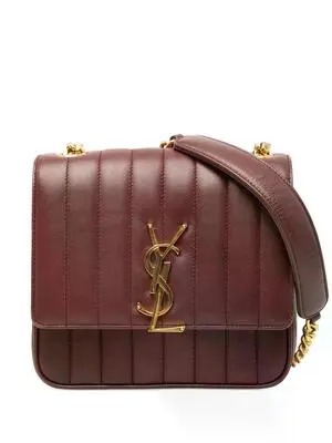 Saint Laurent 2018 Medium Lambskin Monogram Vicky Chain Bag Crossbody Bag - Red