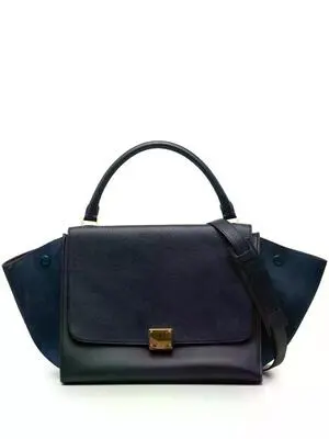 Celine 2015 Medium Calfskin And Suede Trapeze Satchel - Blue