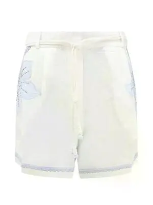 SCARLETT POPPIES Vareli Floral-appliqué Studded Shorts - Neutrals