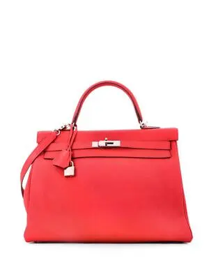 Hermès Kelly Handbag Togo With Palladium Hardware 35 Satchel - Red