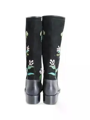 Etro Knee-high Boots With Floral Embroidery - Black