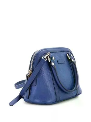 Gucci Convertible Dome Microssima Leather Mini Satchel - Blue