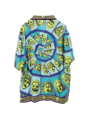 Versace Le Maschere Short-sleeve Silk Shirt