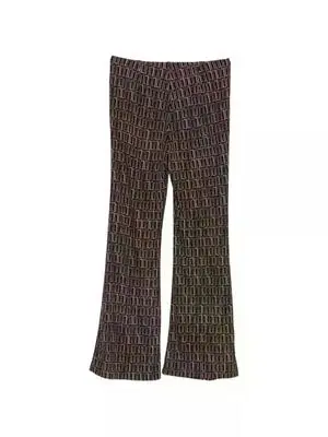 SIYU Geometric-print Flared Trousers