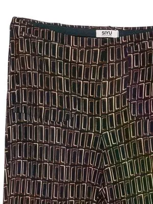 SIYU Geometric-print Flared Trousers