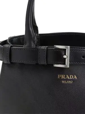 Prada Small Buckle-detail Leather Shoulder Bag - Black
