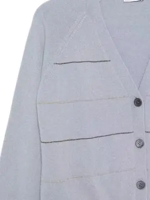Peserico V-neck Cardigan With Ribbed Details