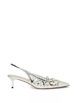 MANILA GRACE Cut-out Slingback Pumps - Silver