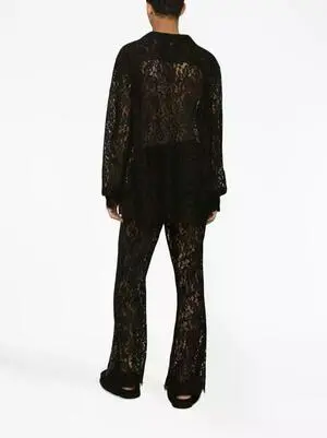 Dolce & Gabbana Lace-panelling Notched-collar Shirt