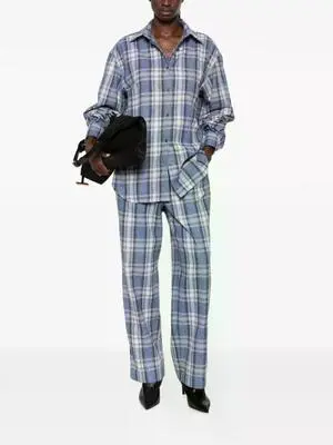 A.M.G. Check-pattern Button-down Shirt - Blue