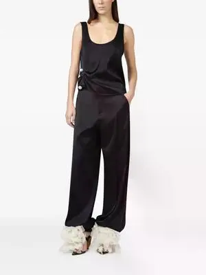 Giuseppe Di Morabito Satin Floral Detail Wide Leg Trousers
