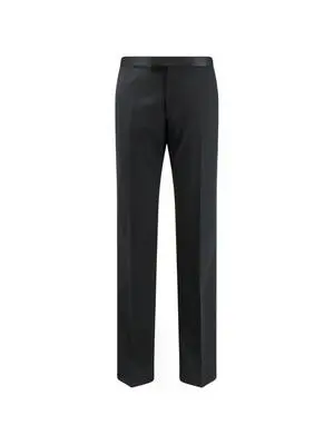 Tagliatore Tuxedo Satin-waistband Virgin Wool Tailored Trousers - Black