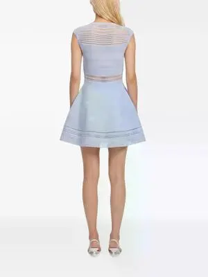 Simkhai Ribbed-knit Mesh-panel Mini Dress