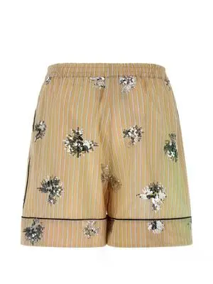 LE TWINS Sequin-embellished Striped Shorts