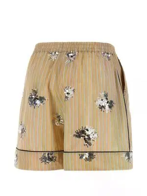 LE TWINS Sequin-embellished Striped Shorts