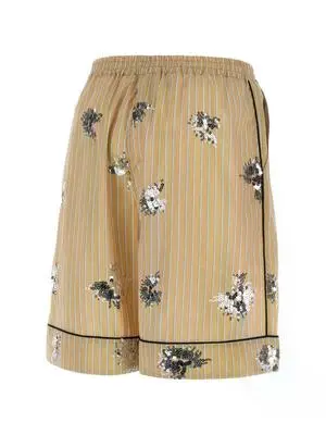 LE TWINS Sequin-embellished Striped Shorts - Neutrals