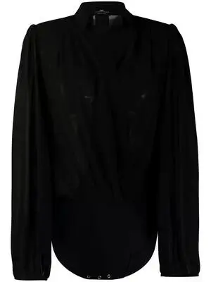 Elisabetta Franchi Wrap-front Shirt Body - Black