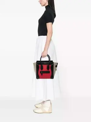 Celine 2017 Micro Tricolor Leather Luggage Tote Bag - Black