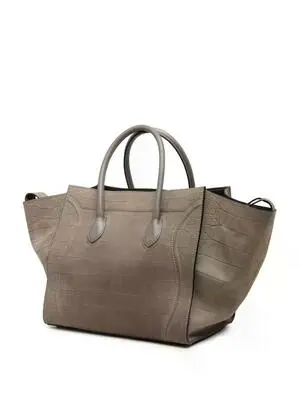 Celine 2012 Medium Croc Embossed Leather Luggage Phantom Tote Bag