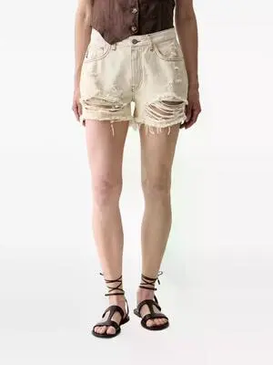 HAVEONE Distressed Frayed Shorts - Neutrals