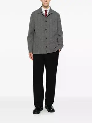 Eleventy Herringbone-pattern Button-up Overshirt - Grey
