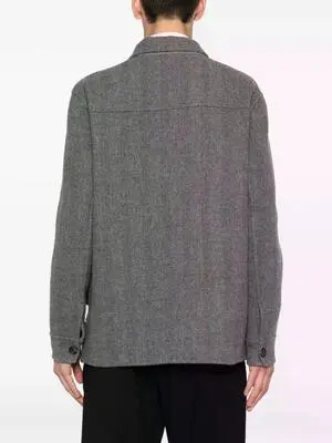 Eleventy Herringbone-pattern Button-up Overshirt