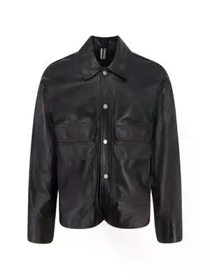DFOUR Flap-pocket Leather Jacket - Black