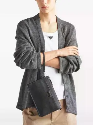 Prada Saffiano Leather Clutch Bag - Black