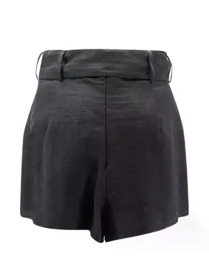 LAVI COUTURE Dafne Belted Pleated Shorts - Black