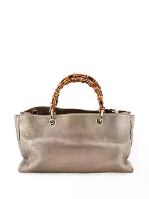 Gucci Bamboo Shopper Leather Medium Tote Bag - Gold