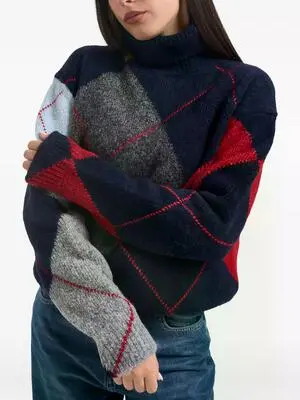 SEMICOUTURE Argyle Pattern Knit Sweater