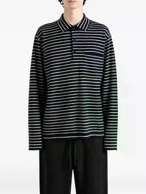 THE ELDER STATESMAN Superlight Striped Long-sleeve Polo Shirt