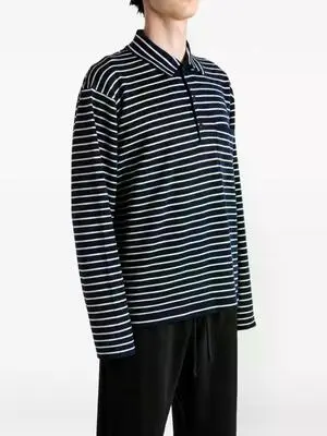 THE ELDER STATESMAN Superlight Striped Long-sleeve Polo Shirt