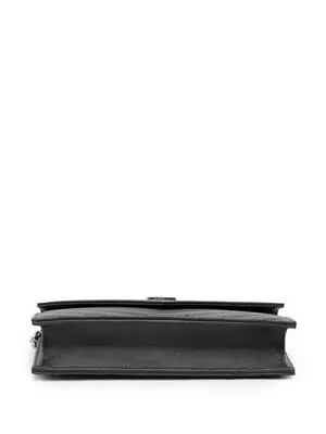 Saint Laurent Grain De Poudre Chevron Cassandre Envelope Chain Wallet Crossbody Bag - Grey