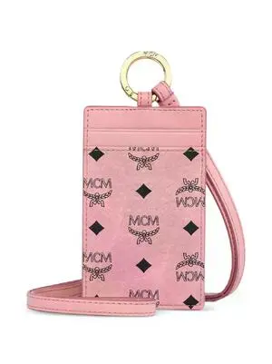 Mcm Visetos Lanyard Card Holder - Pink
