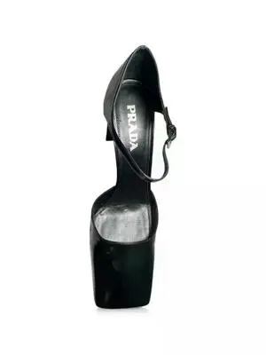 Prada Square Toe Ankle Strap Leather Heels