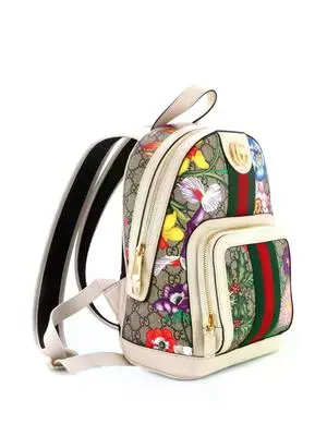 Gucci Ophidia Flora Gg Coated Canvas And Leather Small Backpack