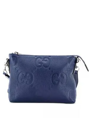 Gucci Jumbo Gg Embossed Leather Small Crossbody Bag - Blue